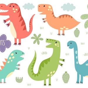 Dinosaur Digital Paper, Clipart - Cute Dinos Seamless Patterns, Nursery ...