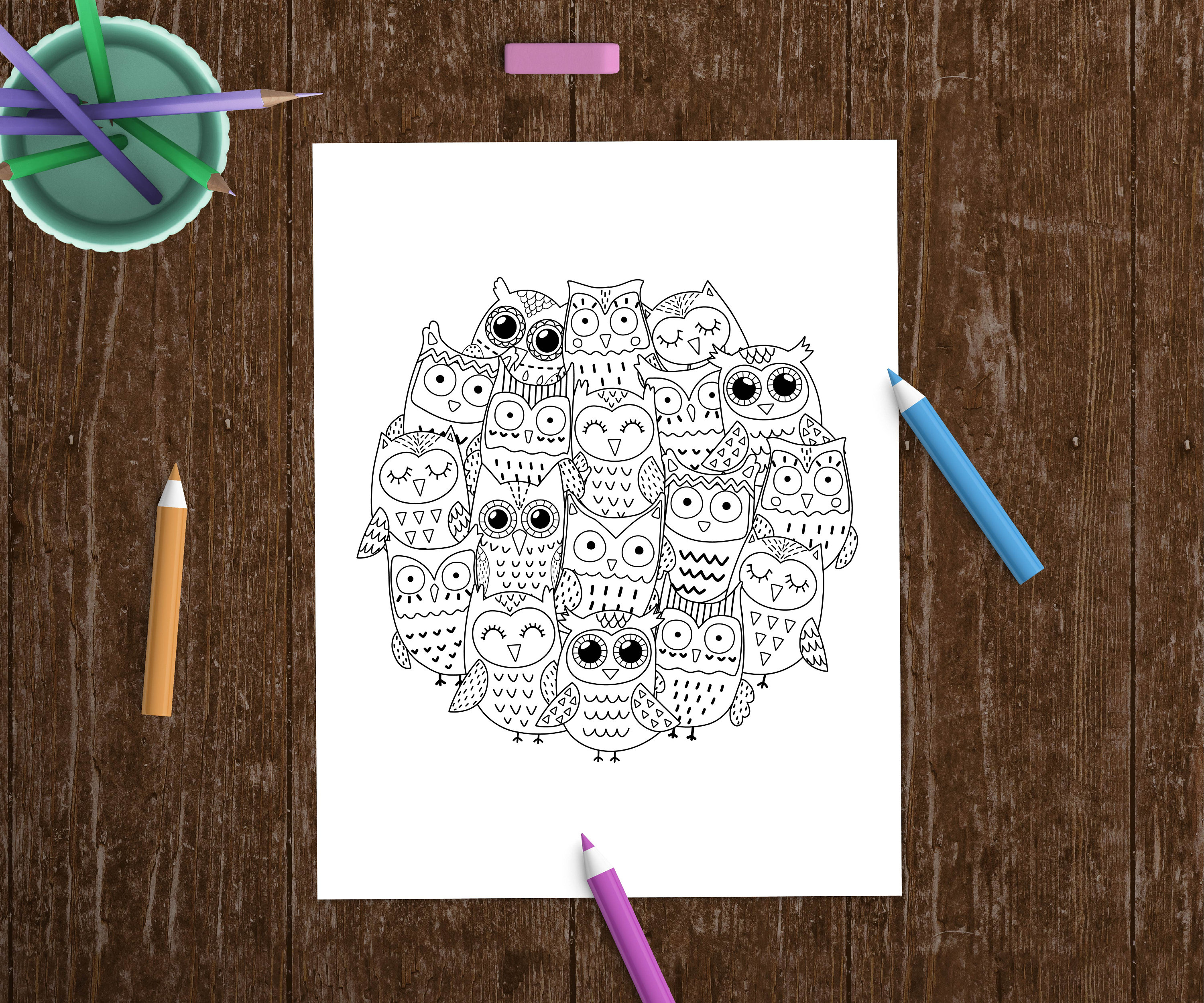 Printable Coloring Pages With Doodle Animals PDF Adult and | Etsy