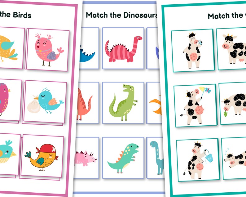 Toddler Busy Book PDF Matching Games for Kids Animals Quiet | Etsy