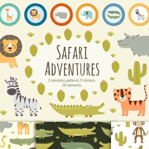 Awesome Art Big Bundle Animals Clipart Kids Graphic Digital Paper ...