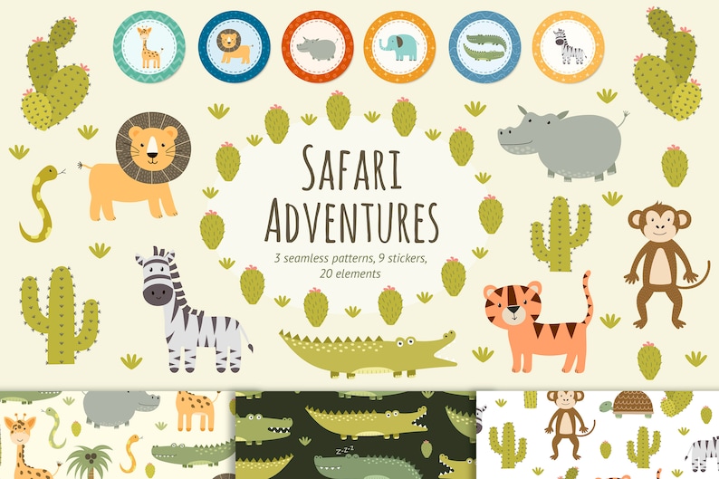Awesome Art Big Bundle Animals Clipart Kids Graphic Digital Paper ...