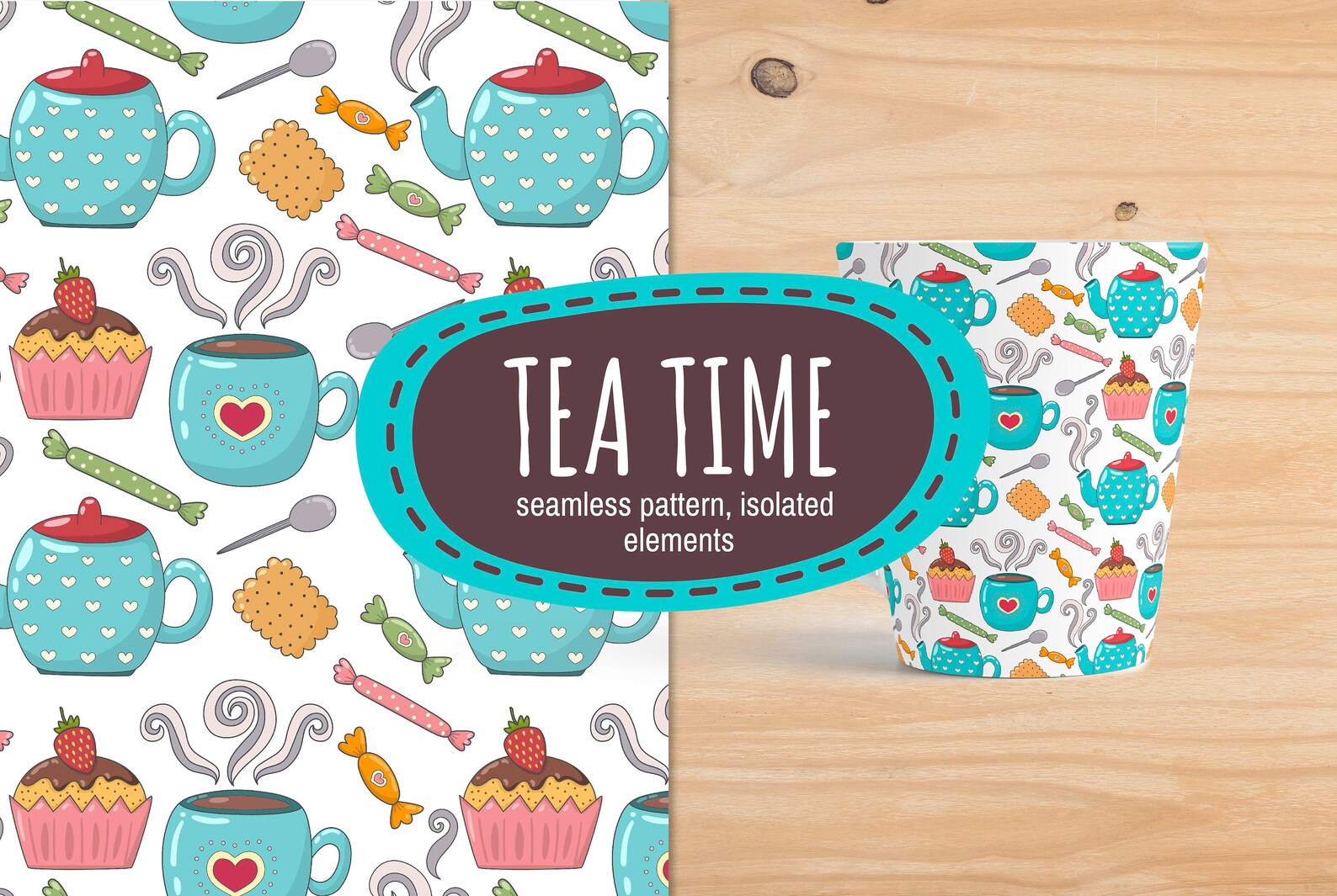 Cozy Tea Digital Paper and Clipart Food Seamless Pattern - Etsy