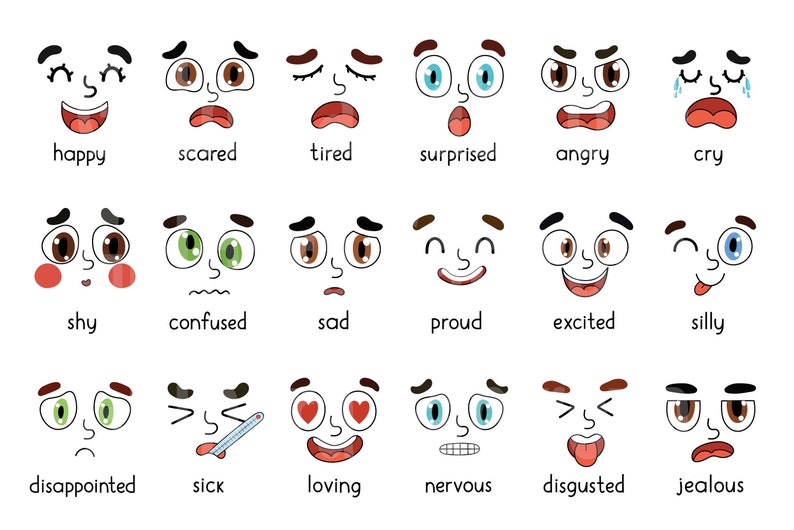 Emotions Clipart, Kids Faces Emotions Clip Art, Feelings Faces Kids Png ...