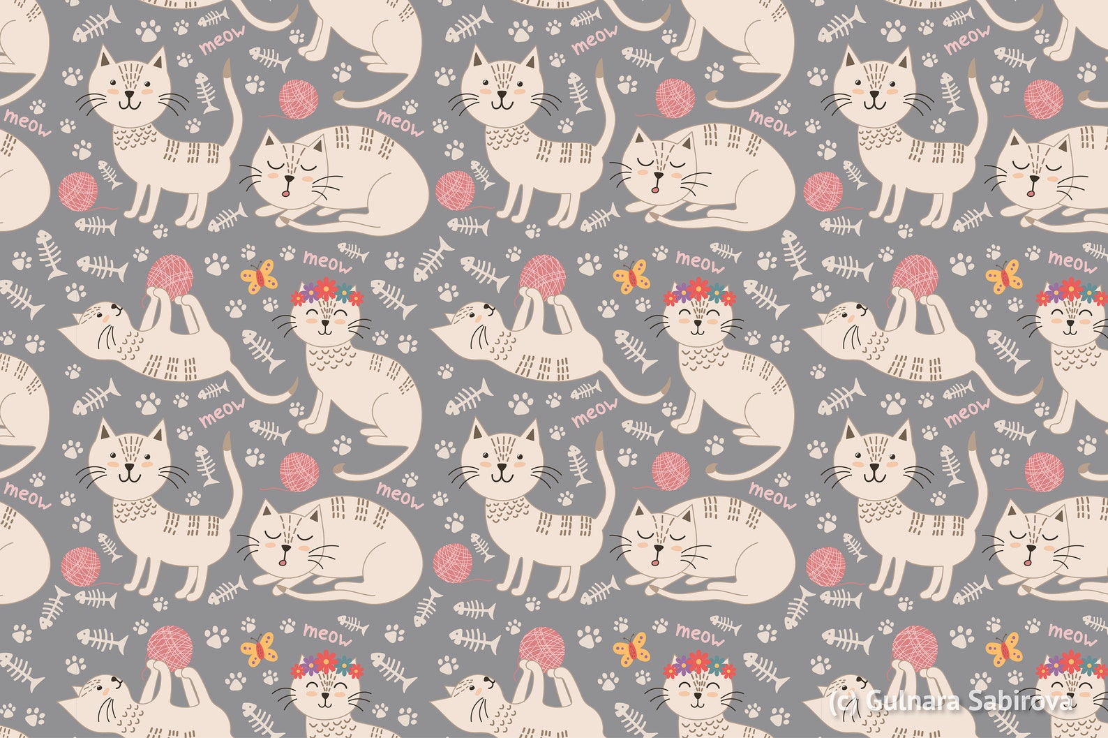 Cat Clipart and Digital Paper Set Png Vector Eps Cute Cats - Etsy