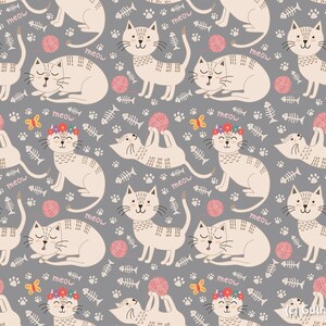 Cat Clipart and Digital Paper Set, Png Vector Eps, Cute Cats Seamless ...