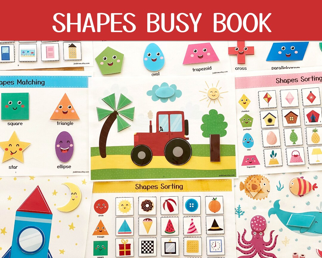 Shapes Busy Book for Toddlers, Printable Baby Quiet Book, Shapes ...