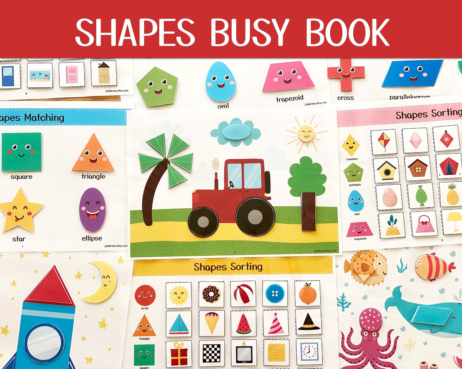 Shapes Busy Book for Toddlers, Printable Baby Quiet Book, Shapes ...