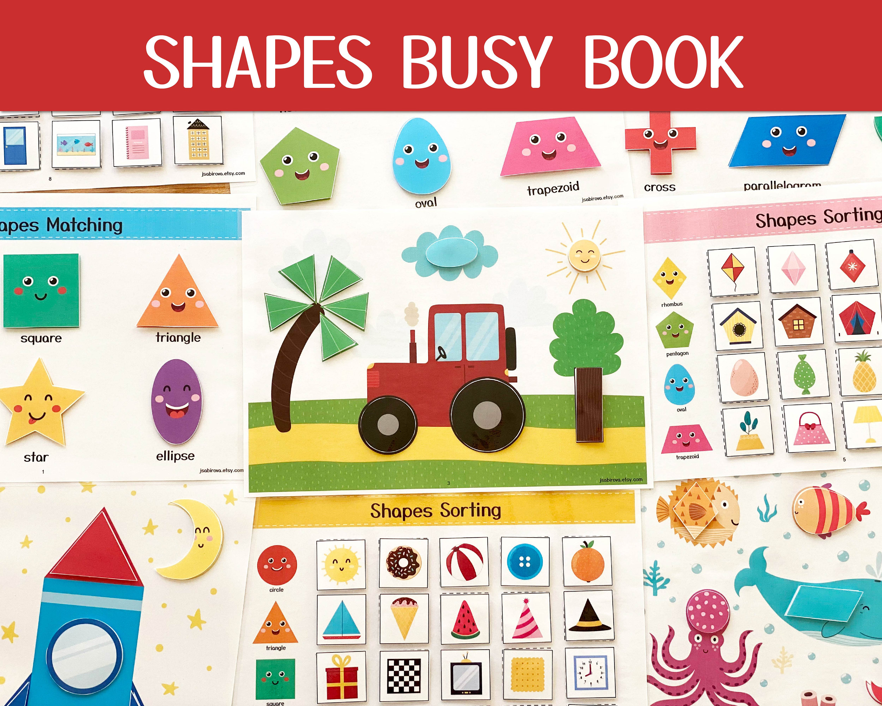 Shapes Busy Book for Toddlers Printable Baby Quiet Book - Etsy