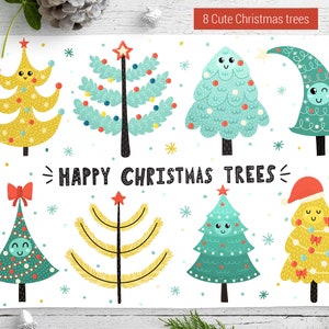 Christmas Tree Clipart and Digital Paper Collection / Png, Jpeg, Eps ...