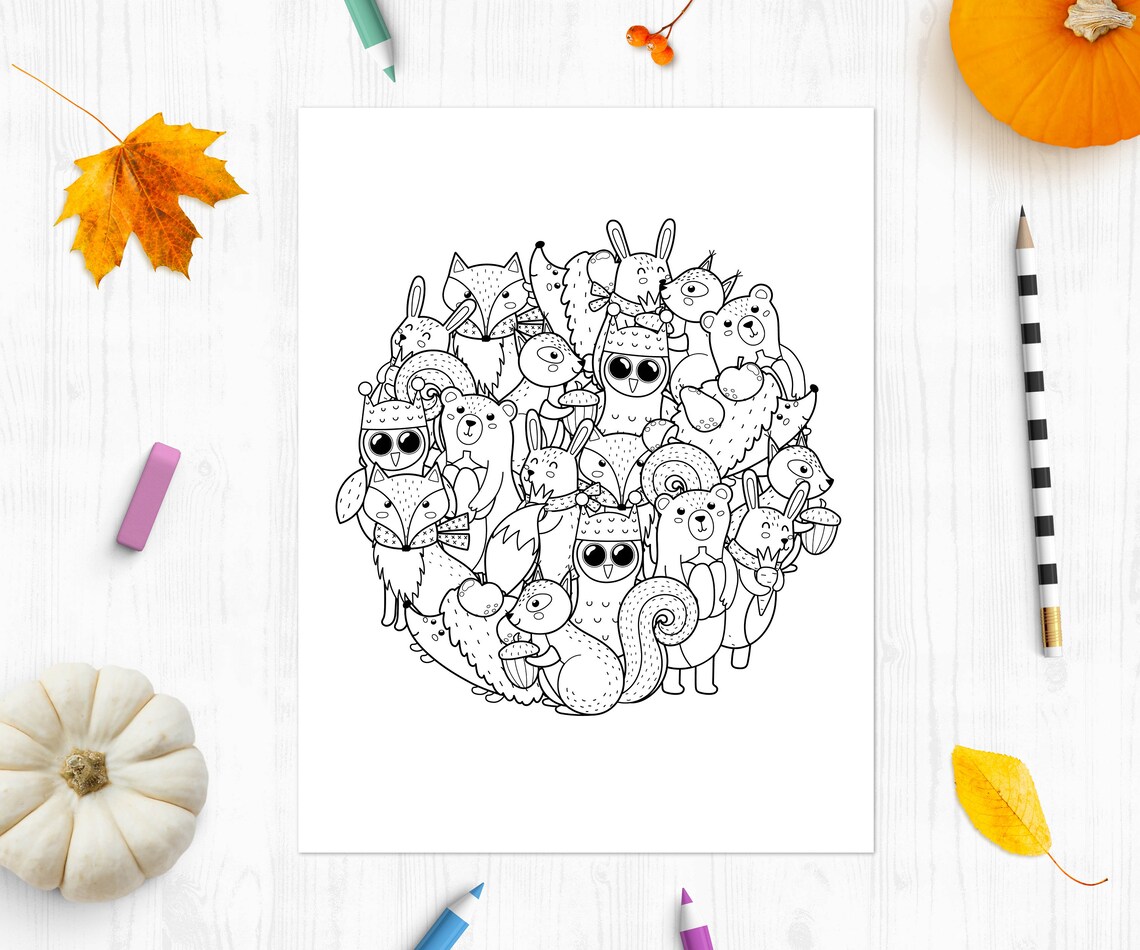Autumn Halloween Mandala Coloring Book, Circle Shape Printable Coloring ...