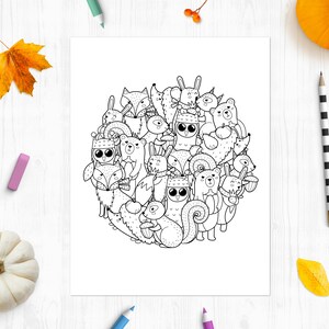 Autumn Halloween Mandala Coloring Book, Circle Shape Printable Coloring ...