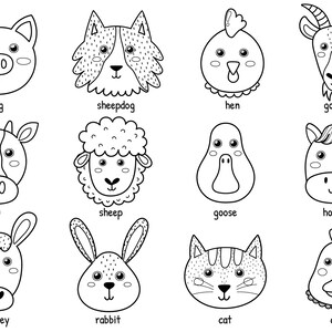 Farm Animal Faces Clipart SVG PNG Eps, Cute Farm Animals Avatars Set ...