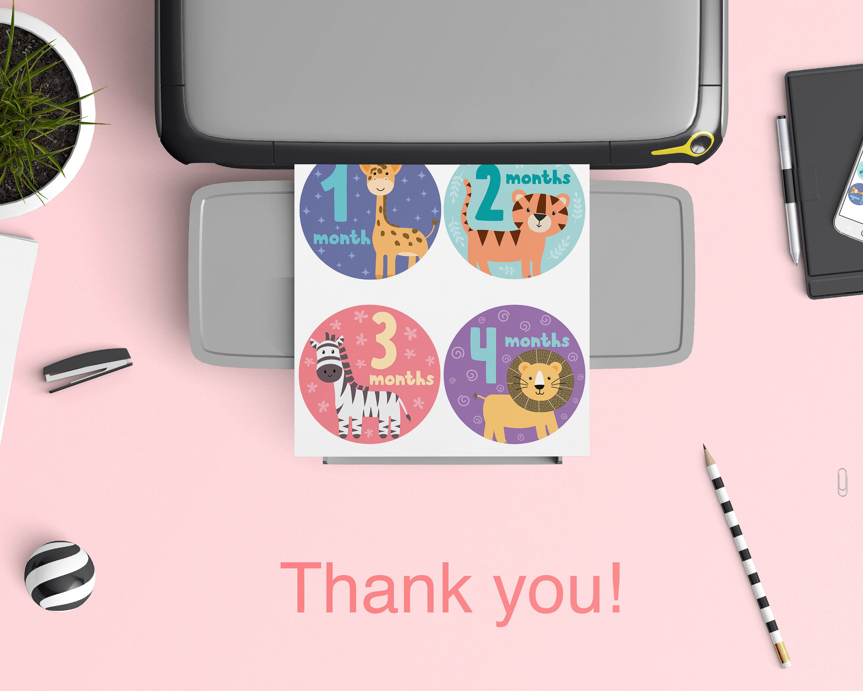 Baby Milestone Monthly Digital Stickers PDF Png Eps | Etsy