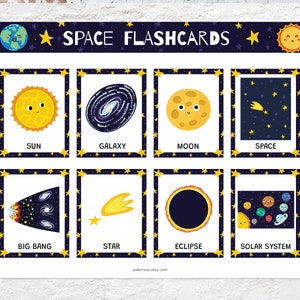 32 Space Flashcards Pdf, Solar System Flash Cards Printable, Planets ...