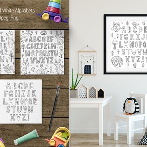 ABC Alphabet Posters Alphabet With Cute Animals Wall Art Nursery Decor ...