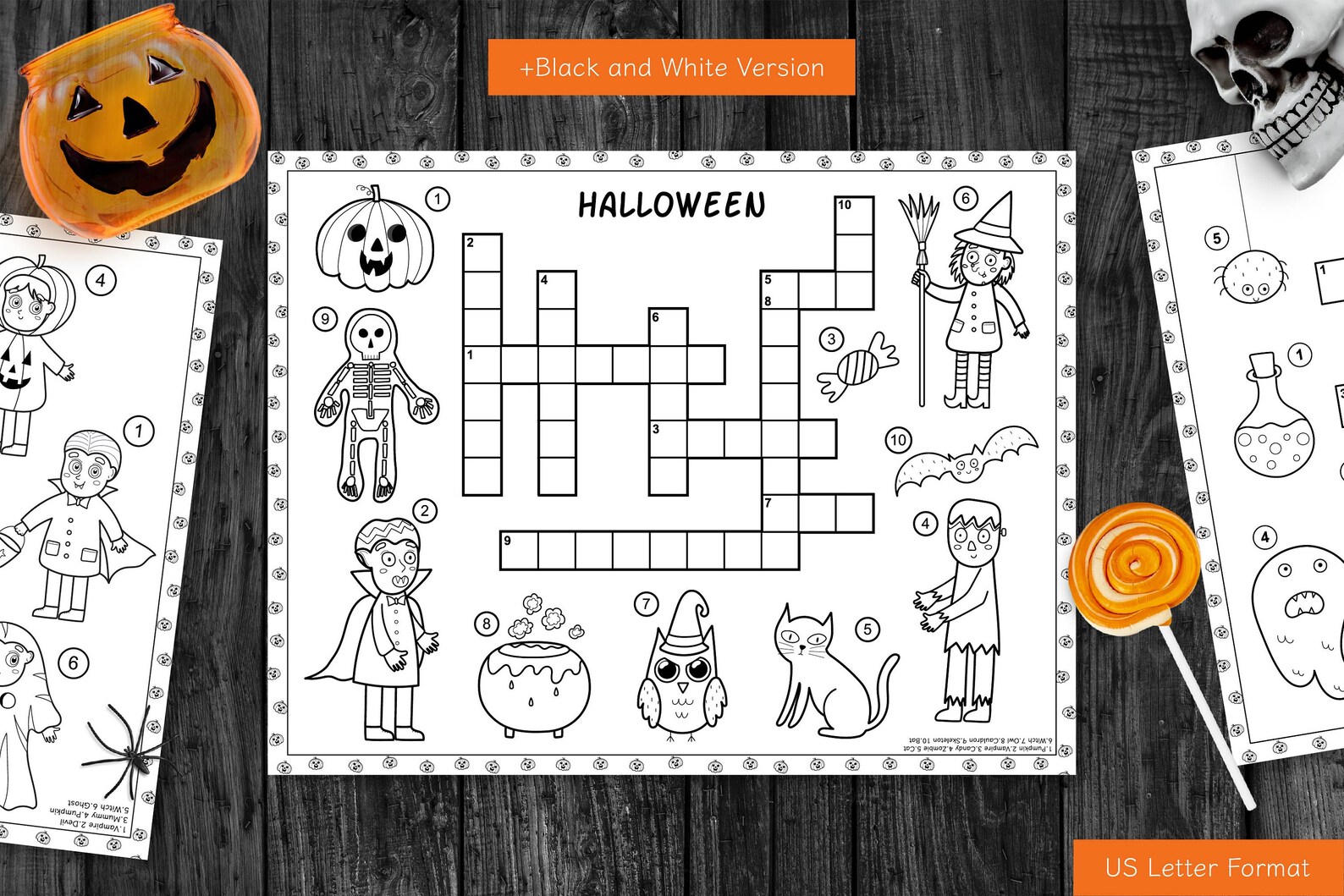 Halloween Crossword Puzzles Pdf for Kids, Halloween Crossword Printable ...