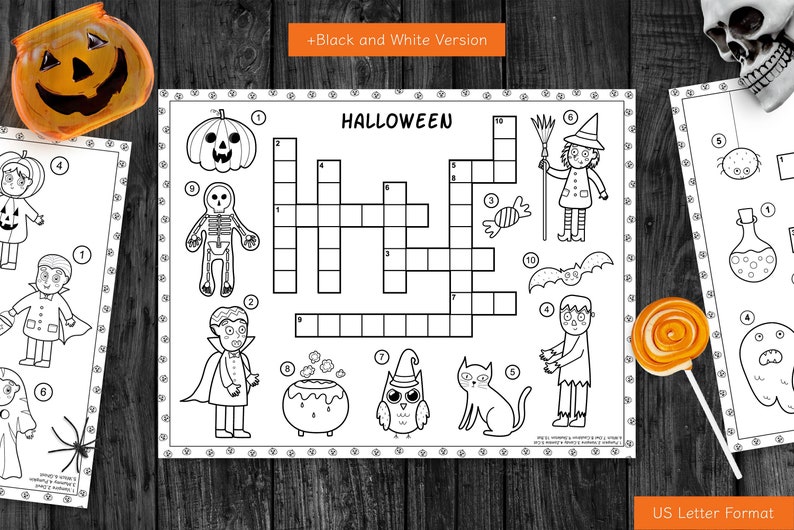 Halloween Crossword Puzzles Pdf for Kids, Halloween Crossword Printable ...