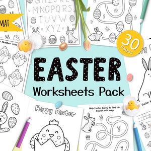 Easter Activity Book, Easter Printables Pdf, Spring Worksheets for Kids ...