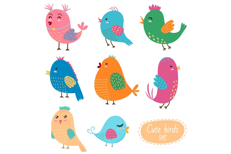 Birds Clipart and Digital Paper - Eps Png Ai - Cute Animals Patterns ...