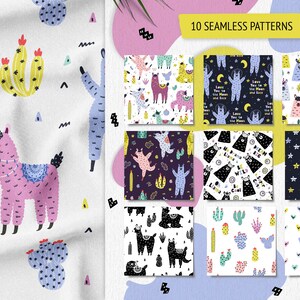 Llama Clipart Digital Paper - Alpaca Print - Alphabet - Lama Cactus ...