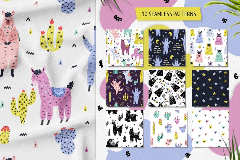 Llama Clipart Digital Paper Alpaca Print Alphabet Lama - Etsy