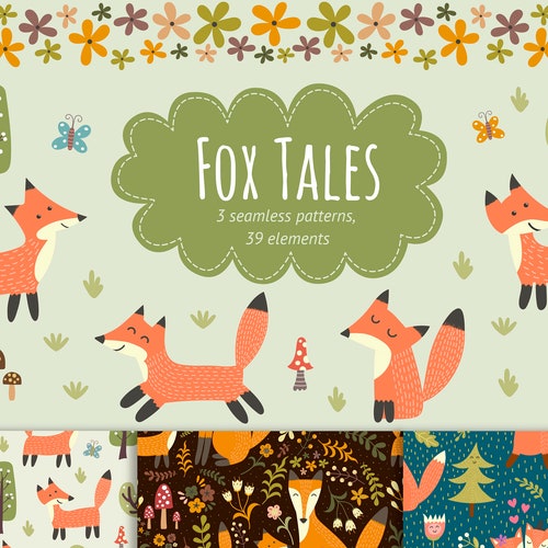 Forest Animals Digital Paper and Clipart Woodland Cute Baby - Etsy