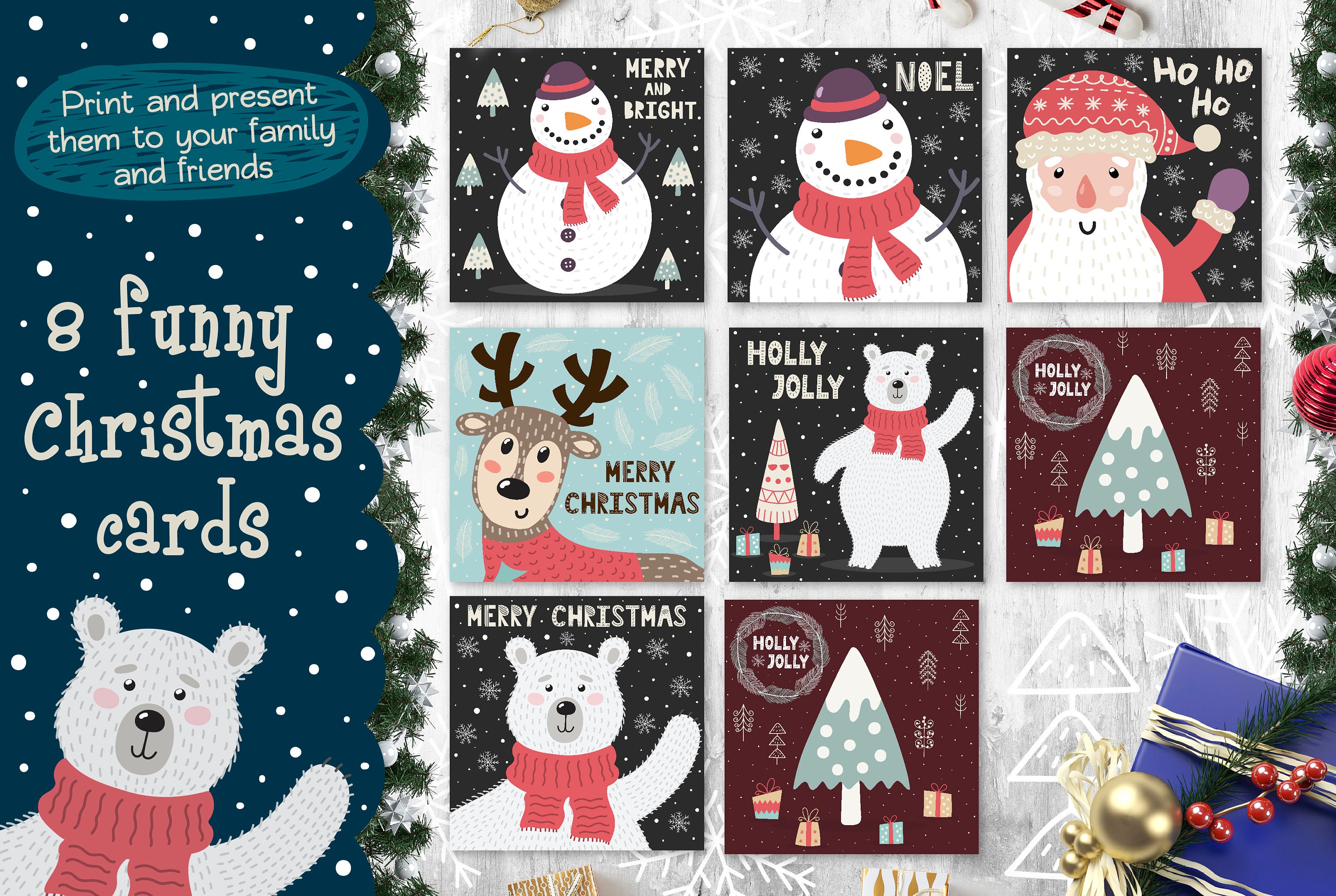 Cozy Christmas Clipart Digital Paper Printable Tags Cards | Etsy
