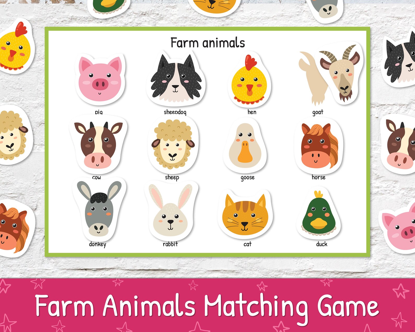 Farm Animals Busy Book Page Farm Animals Matching Game - Etsy