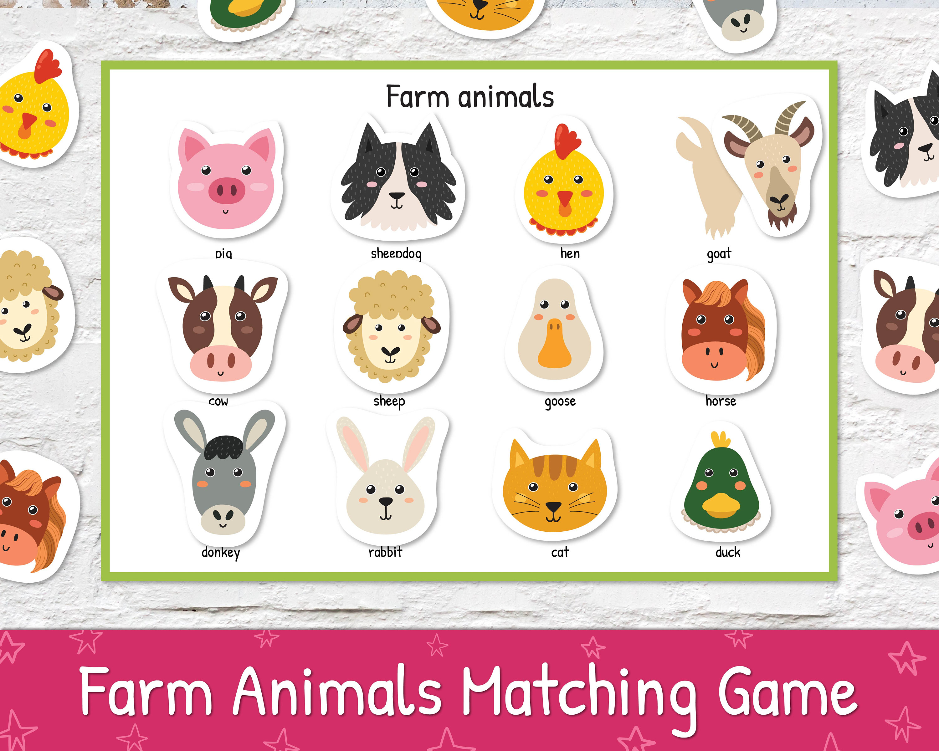 Farm Animals Busy Book Page, Farm Animals Matching Game Worksheet for ...