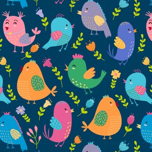 Birds Clipart and Digital Paper - Eps Png Ai - Cute Animals Patterns ...