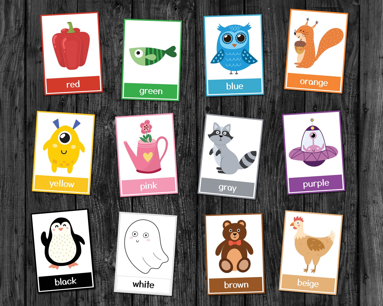 Colors Flashcards Printable PDF 3 Part Cards Colors Flash | Etsy