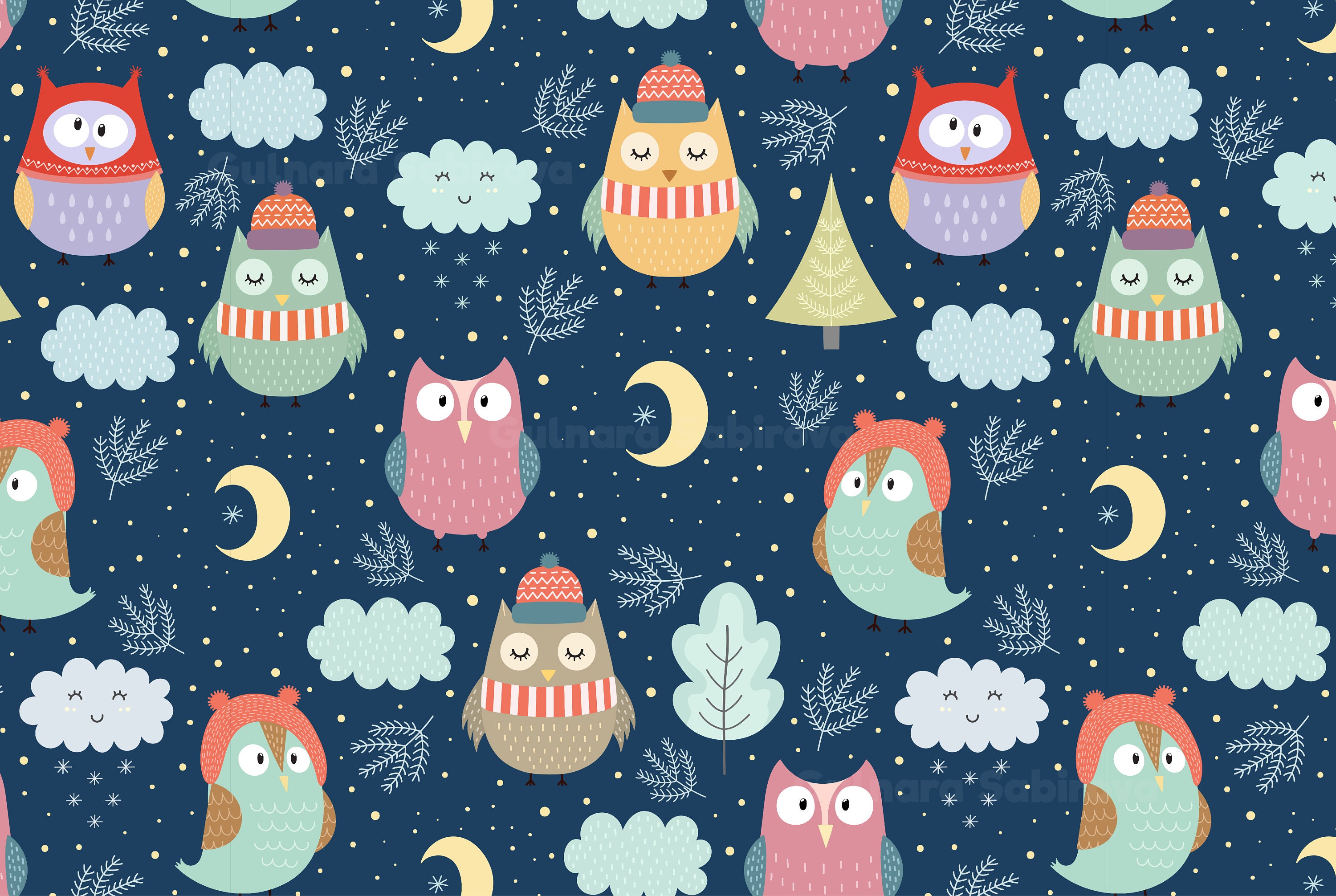 Winter Owls Christmas Clipart / Digital Paper/ Printable Cards Stickers ...