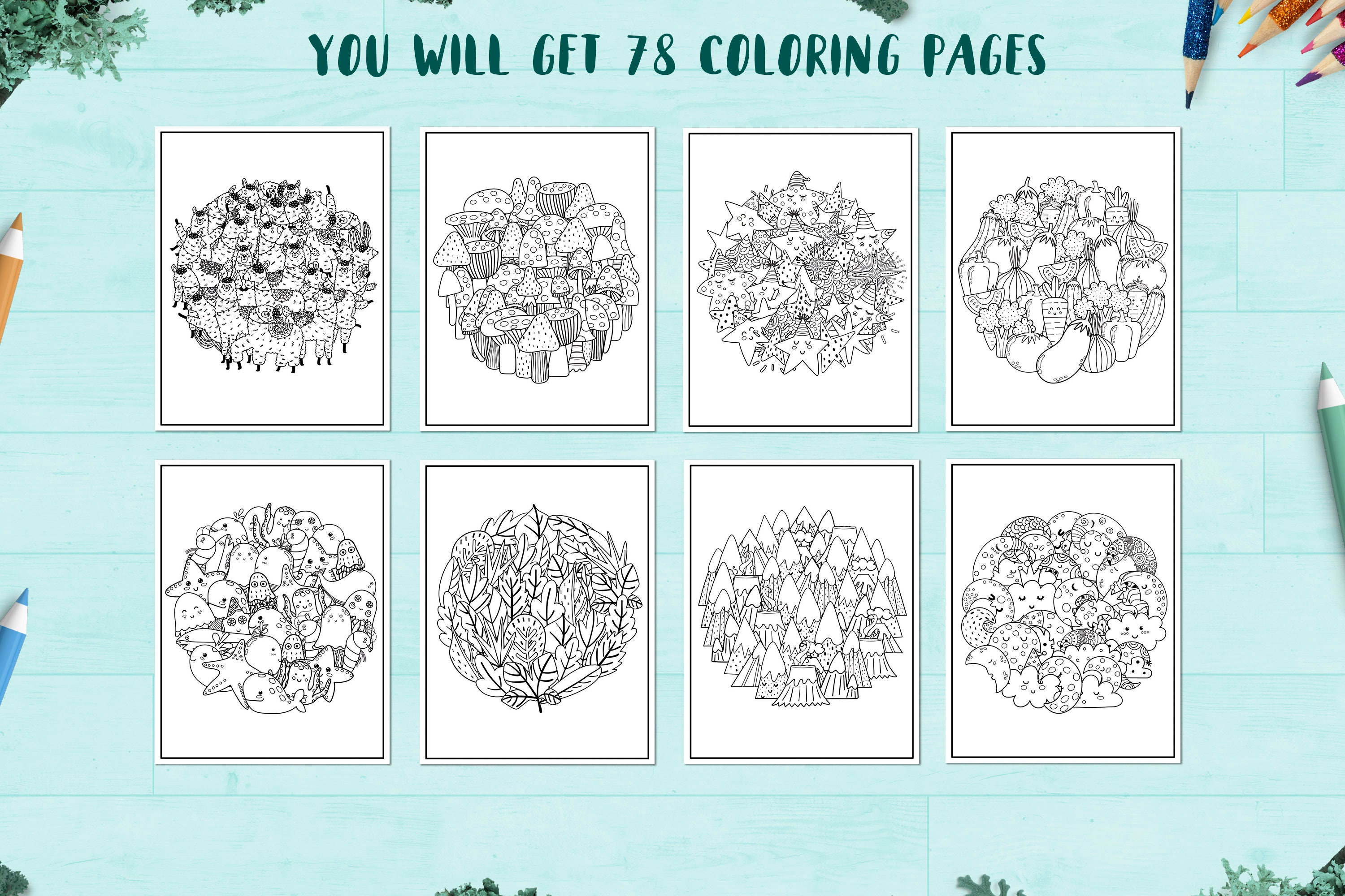 Coloring Book Bundle Printable Coloring Pages Pdf for Adults | Etsy