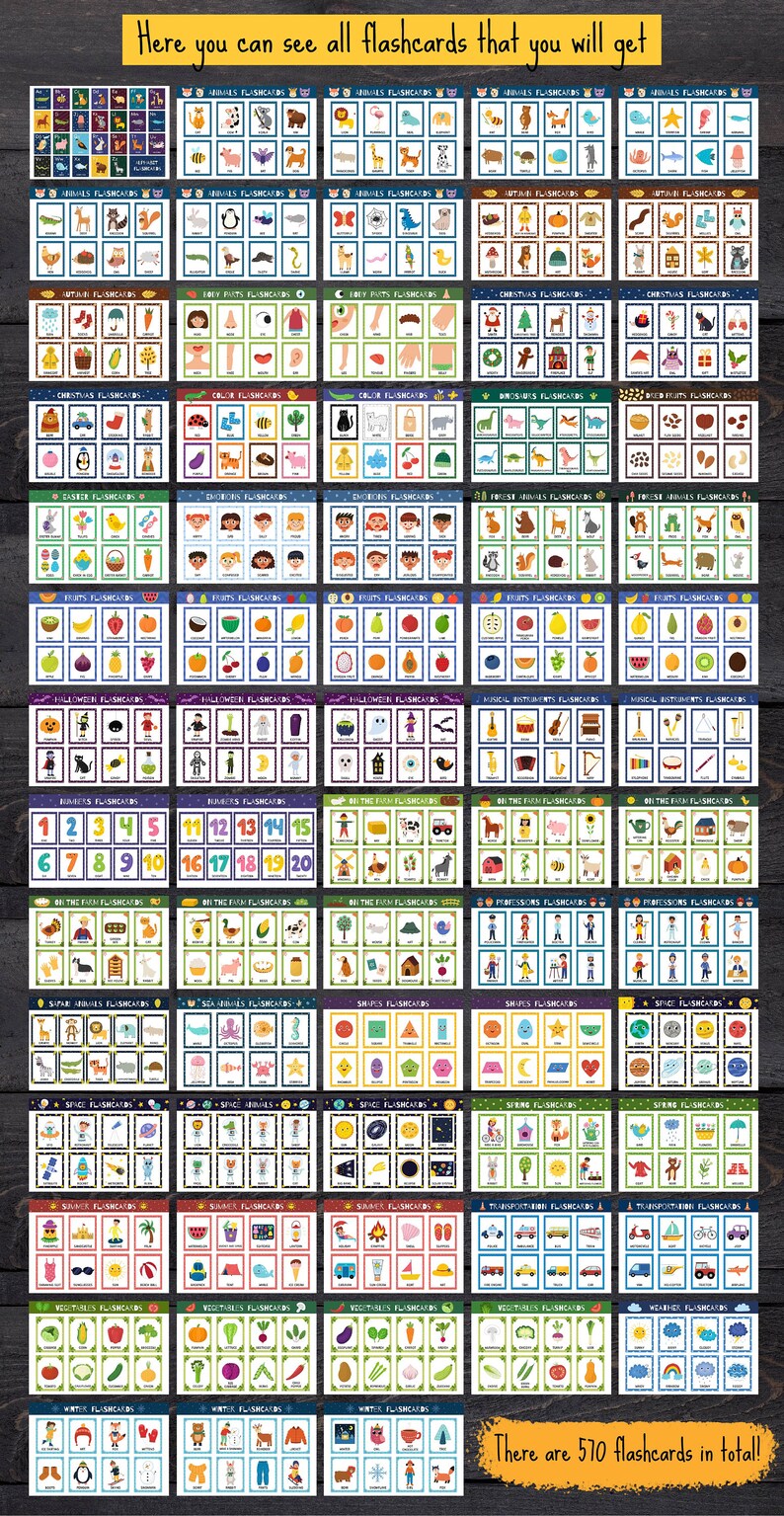 Flashcards Bundle Printable for Kids, Farm Animals Weather, Alphabet ...