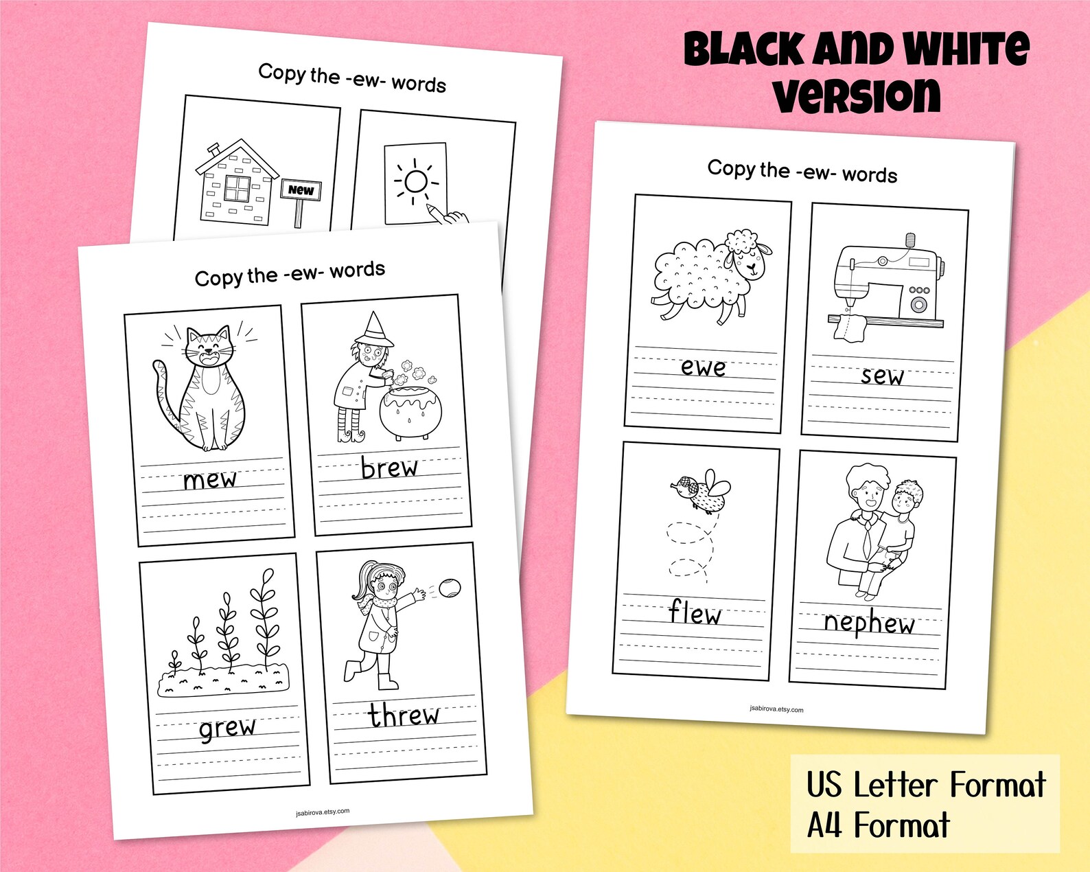 Ew Phonics Sound Flash Cards ew Digraph Printable | Etsy UK