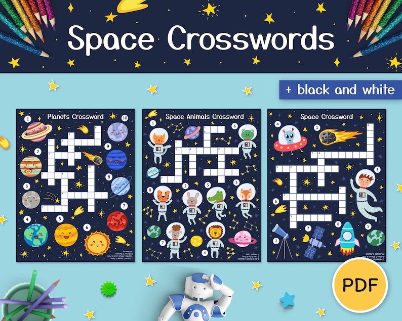 Space Crossword Puzzle for Kids, Crossword Printable Pdf, Solar System ...