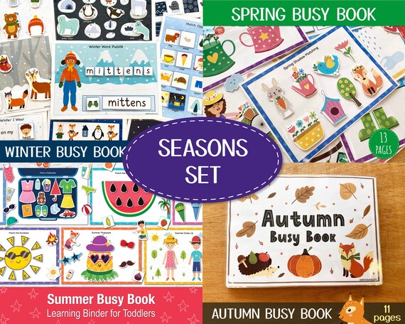 Seasons Busy Book Bundle for Toddlers Set of 4 Toddler Busy - Etsy