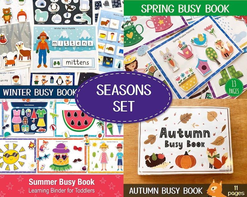 Seasons Busy Book Bundle for Toddlers Set of 4 Toddler Busy - Etsy