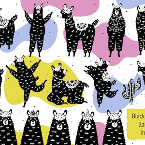 Llama Clipart Digital Paper - Alpaca Print - Alphabet - Lama Cactus ...