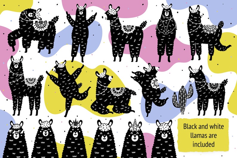 Llama Clipart Digital Paper Alpaca Print Alphabet Lama - Etsy