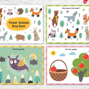 Forest Busy Book for Toddlers, Quiet Book Pdf, Forest Animals Busy Bag ...