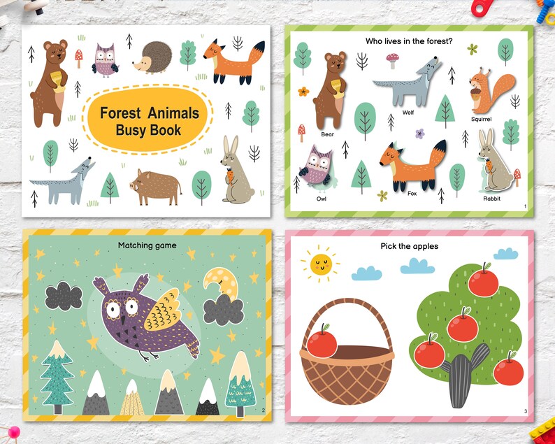 Forest Busy Book for Toddlers Quiet Book Pdf Forest Animals | Etsy