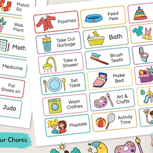 Kids Chores Clipart, Daily Routine Icons in Color and in Outline, chore ...