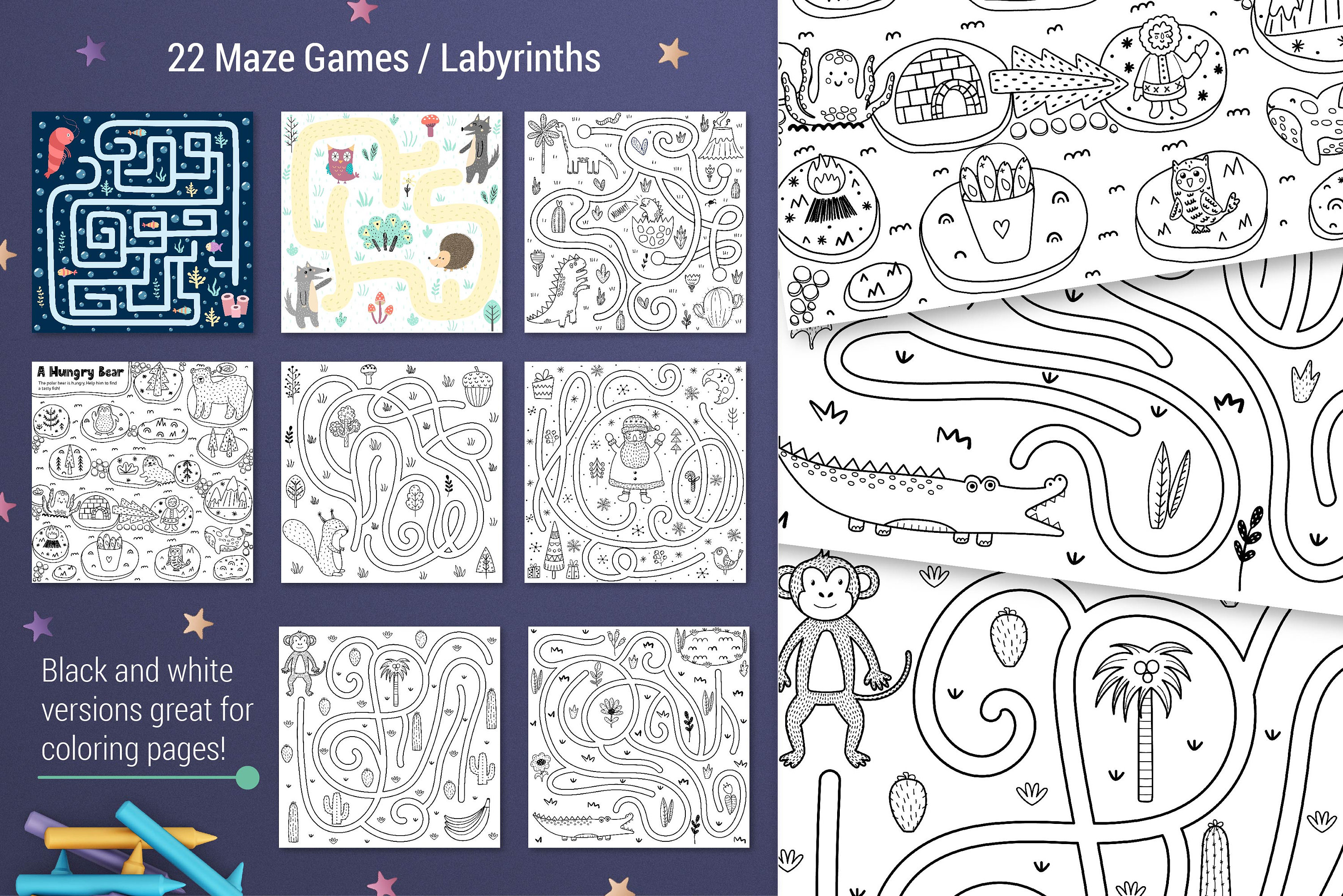 Maze Puzzles PDF Crosswords Dot to Dot Printable Activities - Etsy