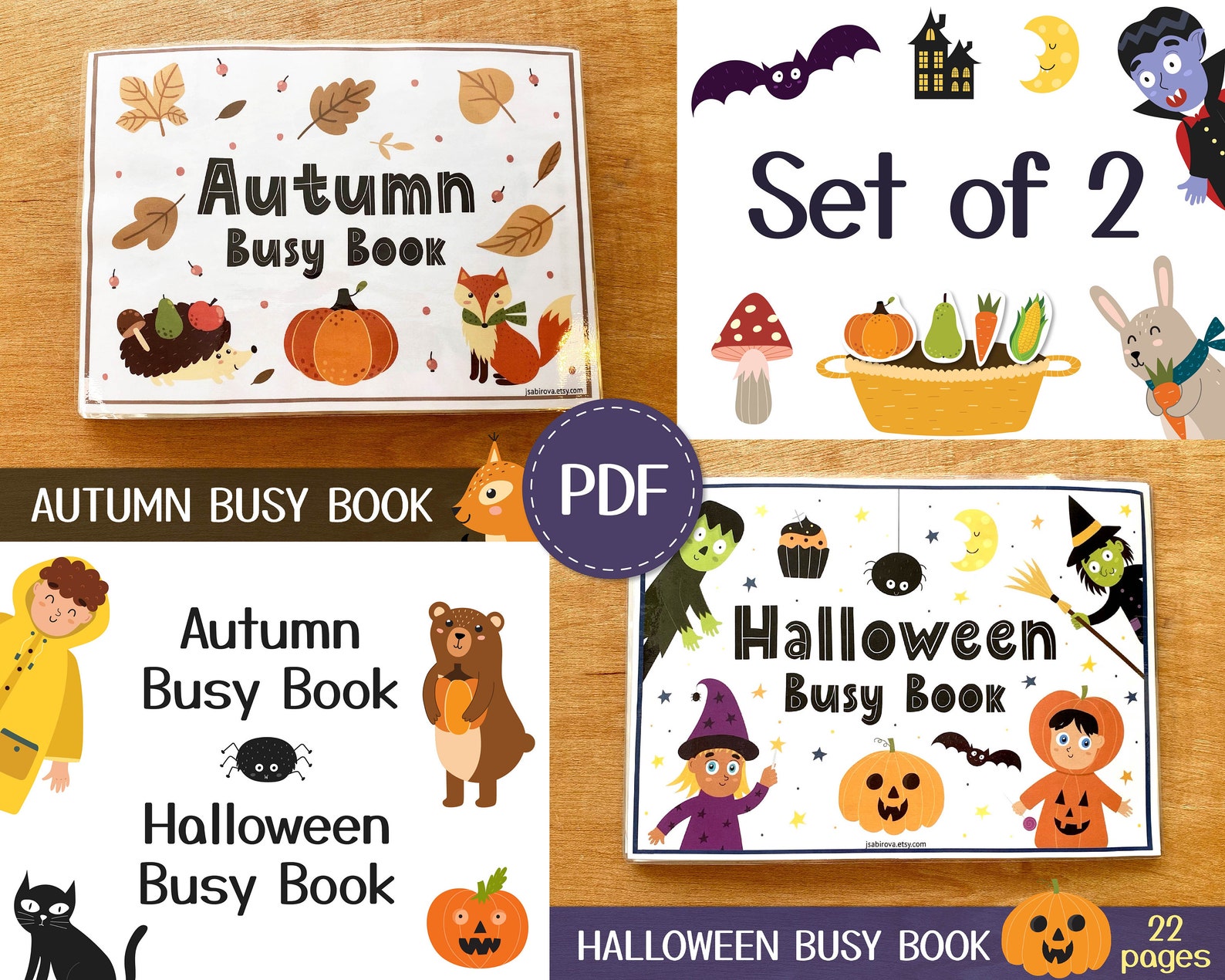Autumn Busy Book Halloween Busy Book Set of 2 Toddler Busy | Etsy
