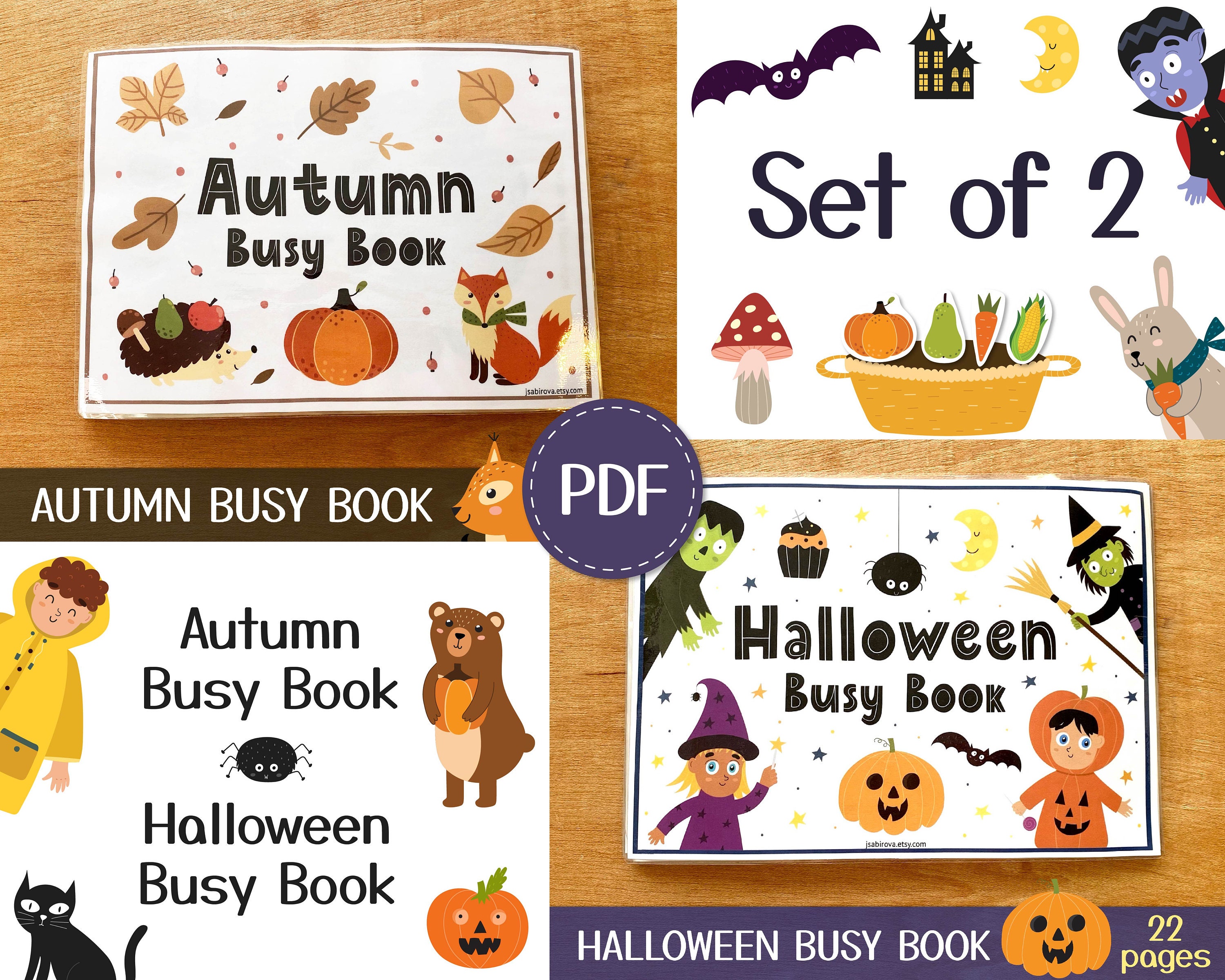 Autumn Busy Book Halloween Busy Book Set of 2 Toddler Busy | Etsy