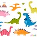 Dinosaurs Clipart and Digital Paper Set / Cute Dinos Seamless Pattern ...