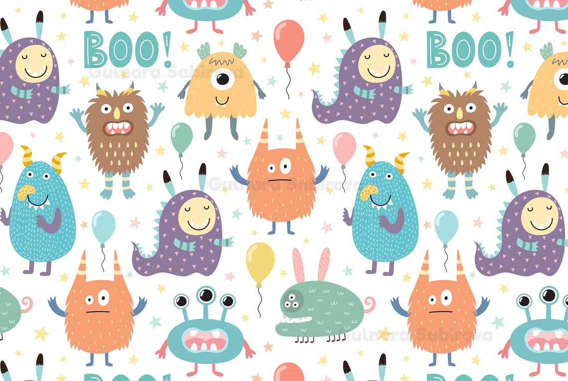Monsters Clipart Font Digital Paper Alphabet Halloween Cute - Etsy