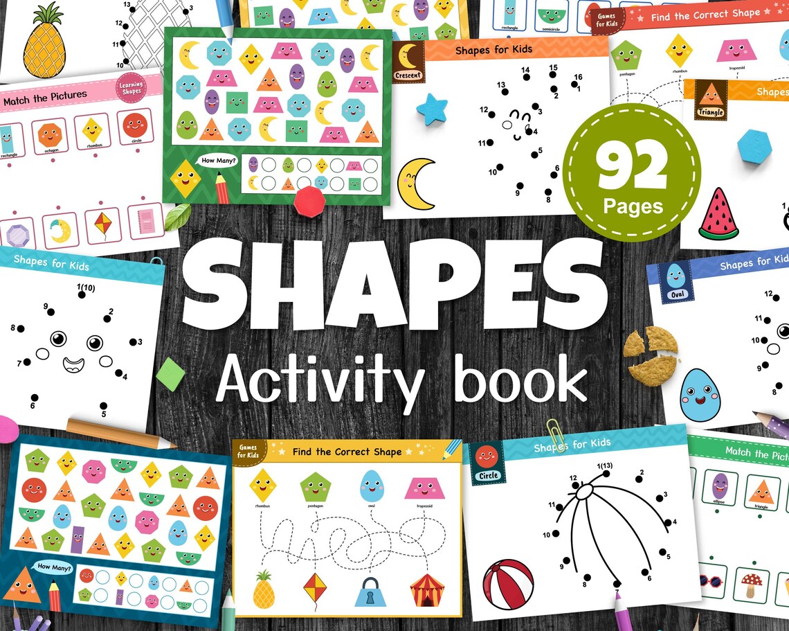 Shapes Activity Book Bundle Dot to Dot Worksheets Shapes - Etsy