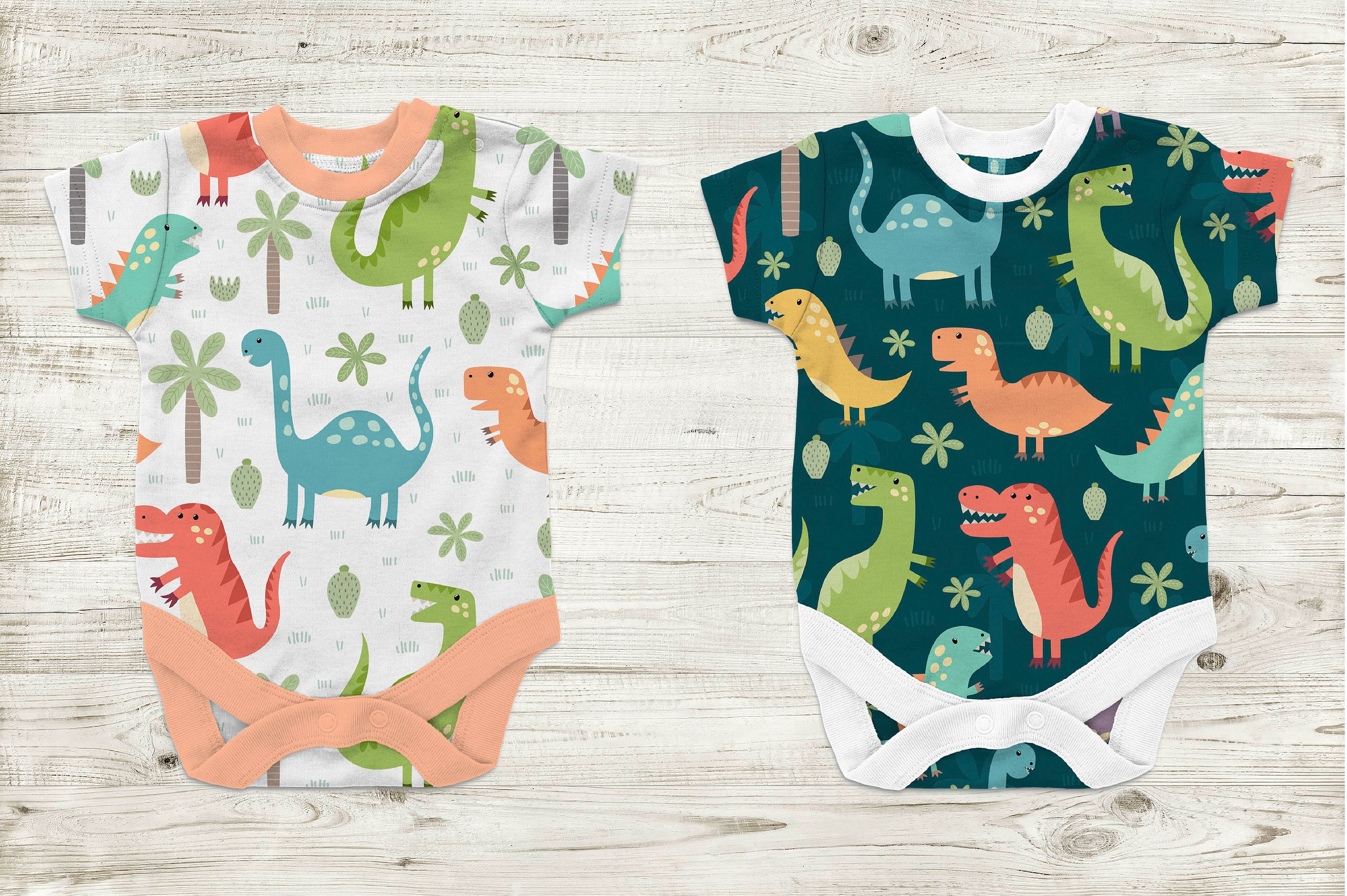 Dinosaur Digital Paper, Clipart - Cute Dinos Seamless Patterns, Nursery ...